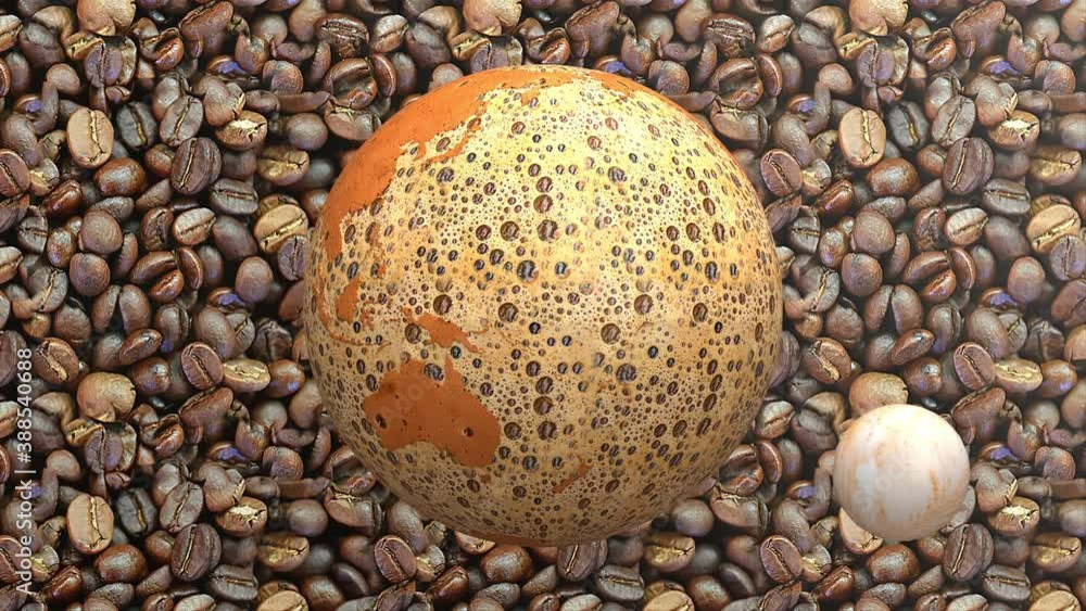 Arabica and brown robusta roasted coffee beans animated abstract ...