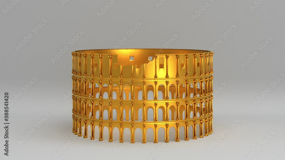 Rotating gold rome coliseum seamless looping animated background ...