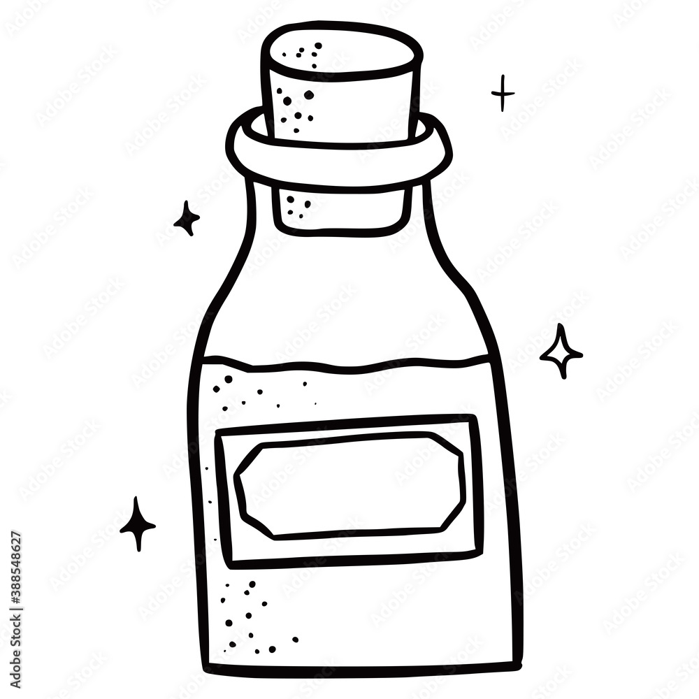 Hand drawn vector isolated potion icon. Black outline illustration of ...