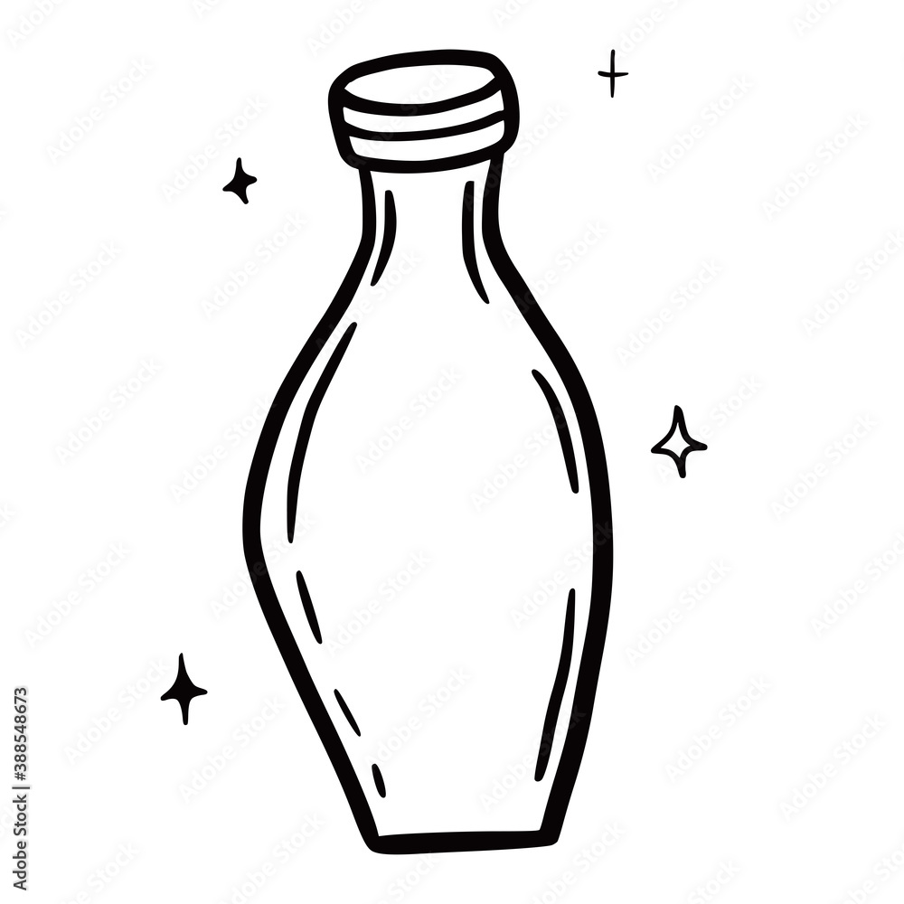 Hand drawn vector isolated potion icon. Black outline illustration of ...