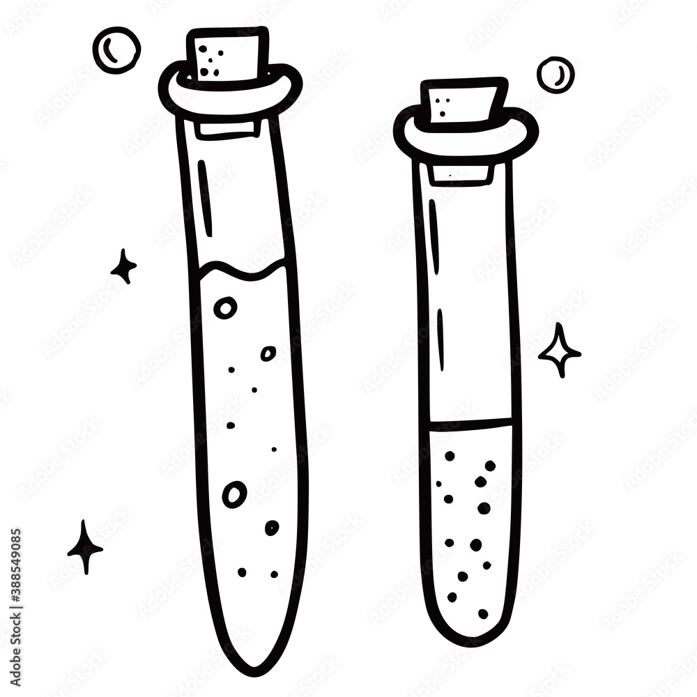 Hand drawn vector isolated potion icon. Black outline illustration of ...