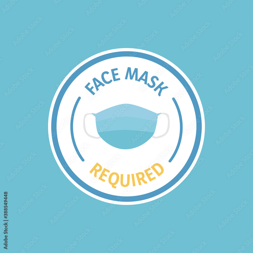 Circle face mask required design template for sticker and sign symbol ...