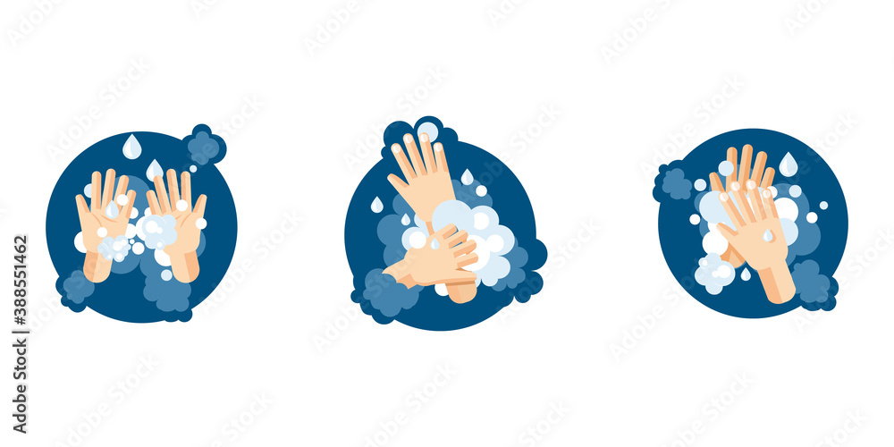 Washing Hands step by step instructions. 3 washing hands illustrations ...
