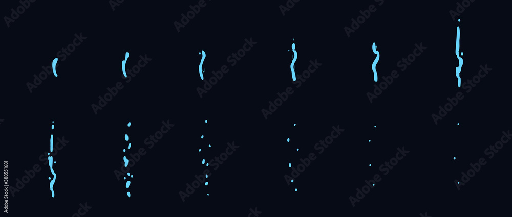 Water animation. Water sprite sheet for games, cartoons, animations ...