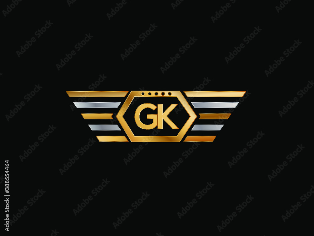 GK Letter Initial with Royal Template. elegant with wing logo vector ...