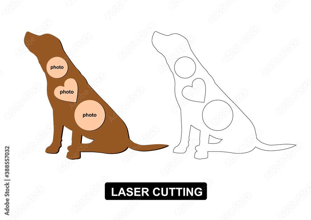 Silhouette of Labrador dog with space for photos. laser cutting ...