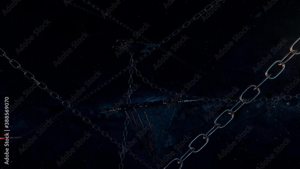 Flight through deep dark space seamless loop. Eerie cosmic structure ...