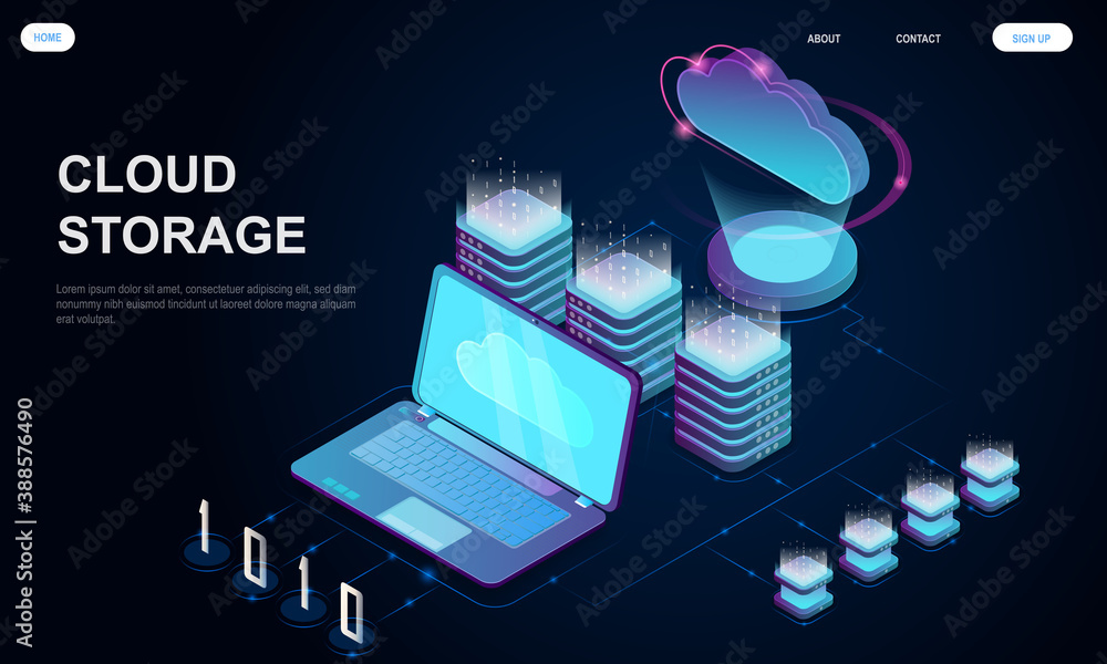 Concept of cloud storage. Big data source, data center cloud computing ...