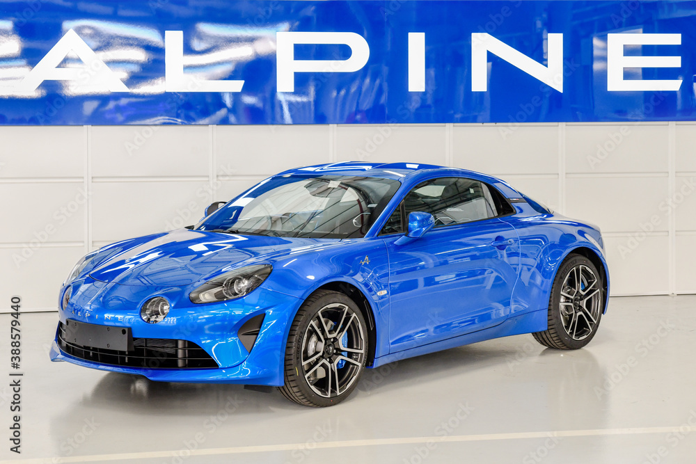 DIEPPE, FRANCE - JUNE 30, 2018: The new model of the sports car Alpine ...