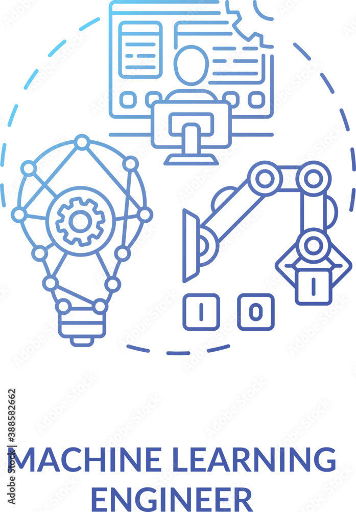 Machine Learning Engineer concept icon. Future way of getting well ...