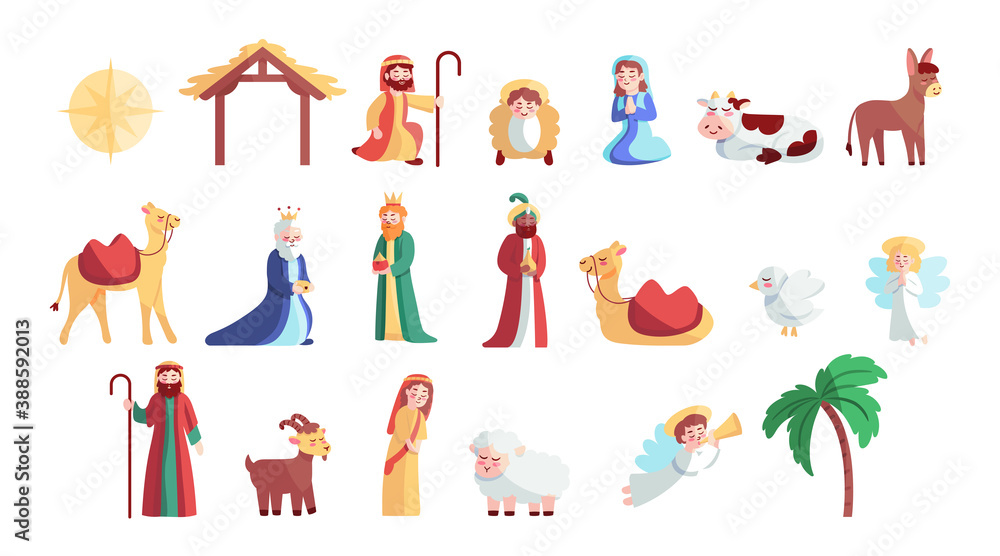 Icons set of nativity characters. Christmas icon - Vector Stock Vector ...