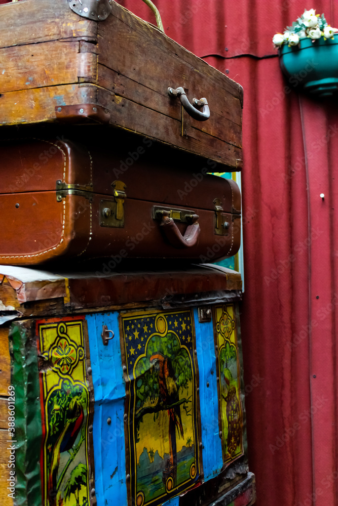 Vintage of luggage for travel and memory. Sometimes we remember for our ...