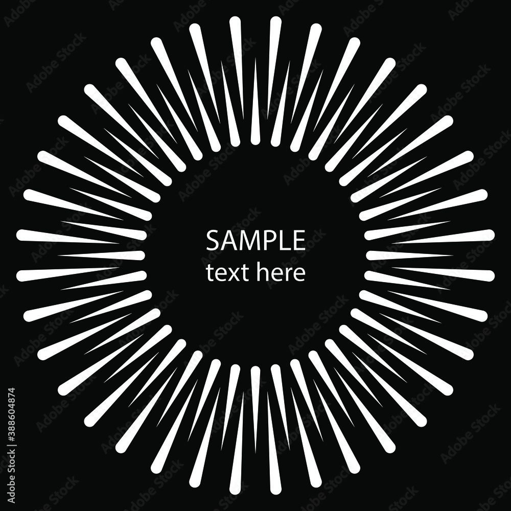 White radial lines in circle form. Vector illustration. Trendy design ...