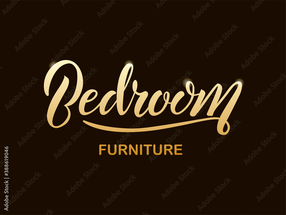 Vector illustration of bedroom furniture lettering for banner, logo ...