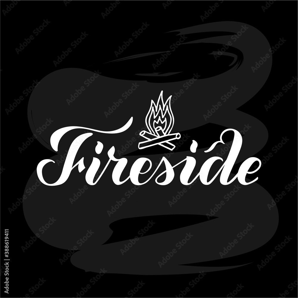 Vector illustration of fireside brush lettering for banner, leaflet ...