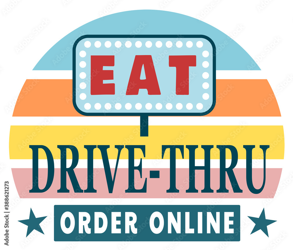 Retro vintage drive-thru restaurant sign Stock Vector | Adobe Stock