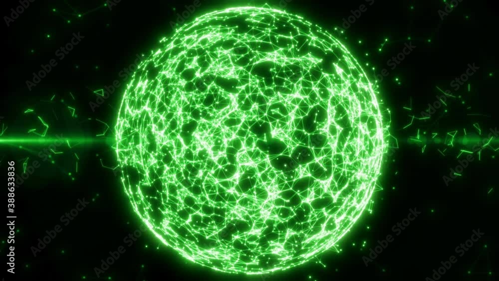 Flying Around Planet Earth Hologram Made of Dots Rotation in Cyberspace ...