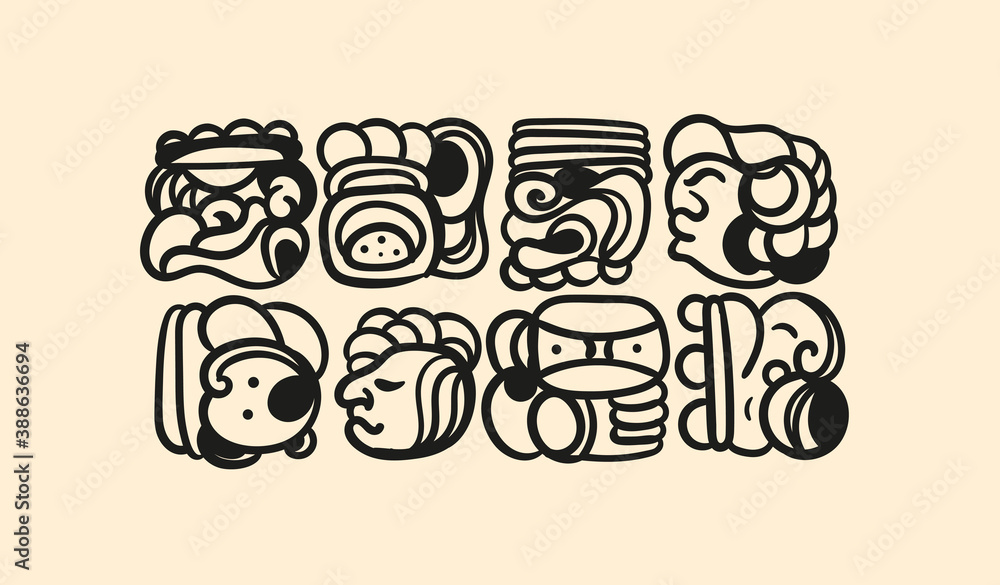 Ancient mayan tattoo alphabet, tattoo picture. Mexican mesoamerican ...