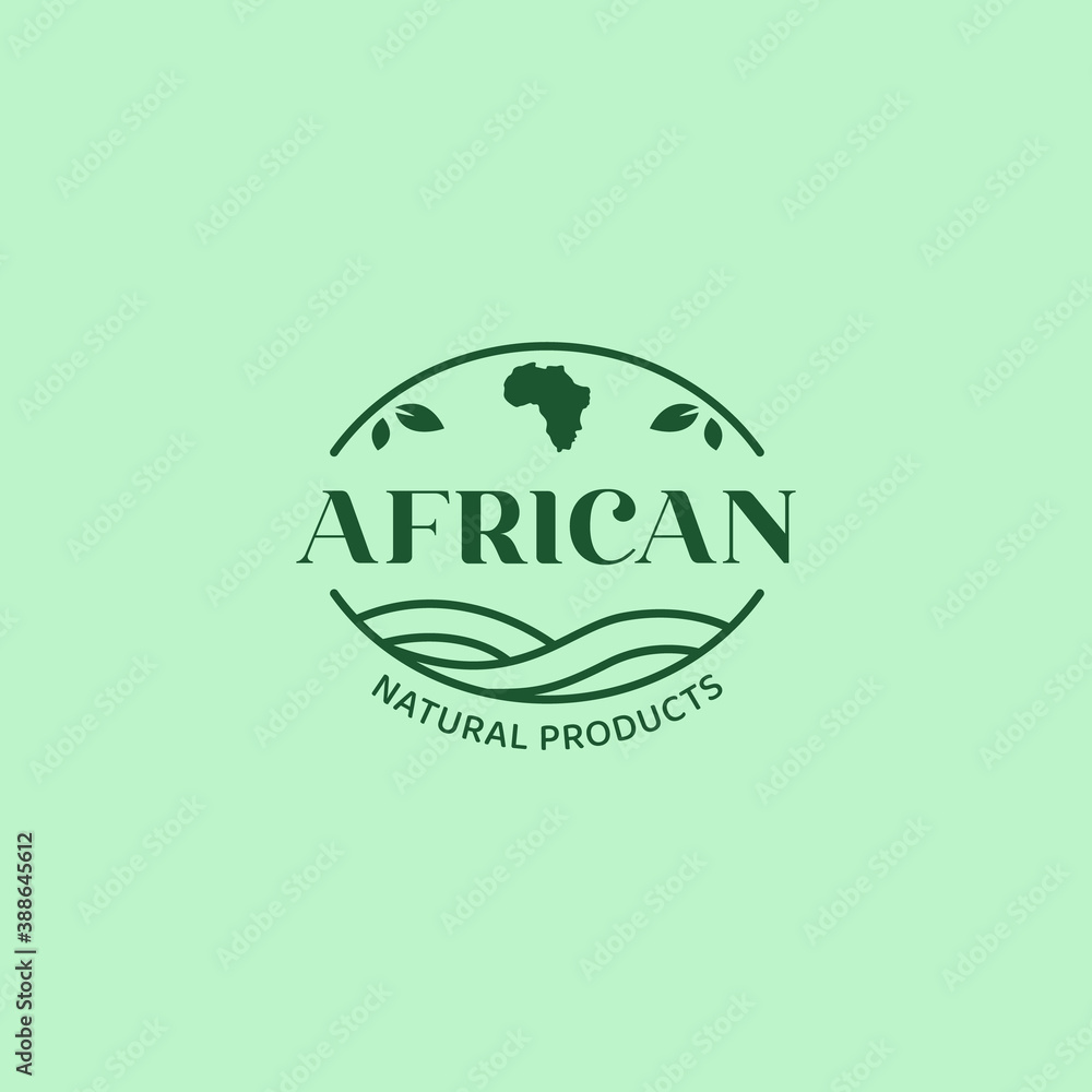 Natural Product logo icon emblem badge template with green leaf and ...