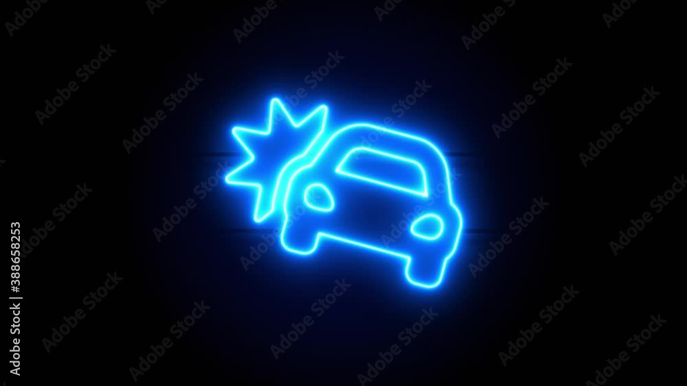 Car Crash neon sign appear in center and disappear after some time ...