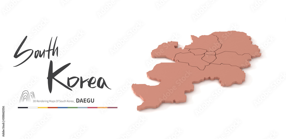 daegu map. 3d rendering map of south korea provinces. Stock ...