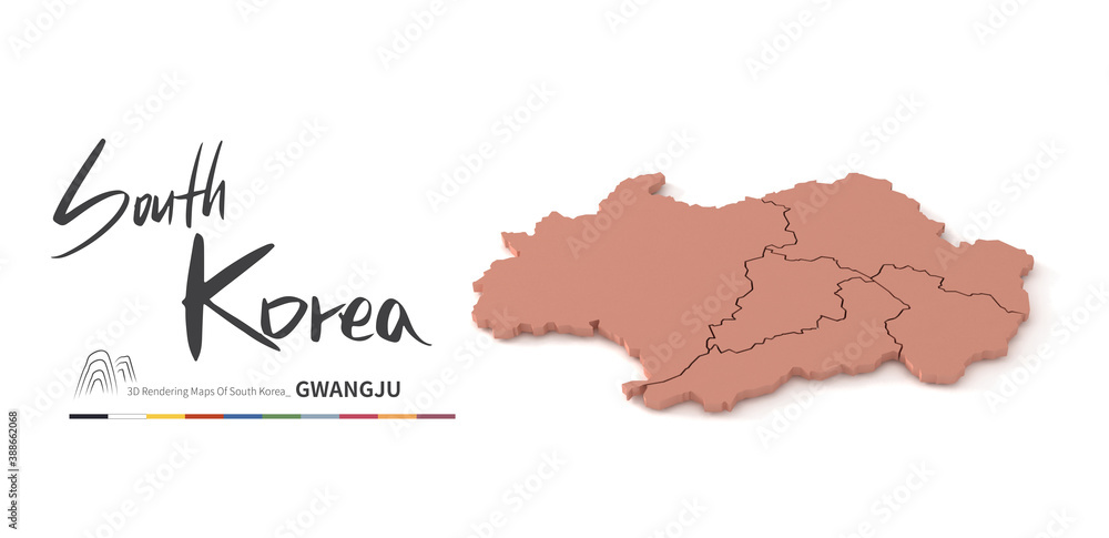 gwangju map. 3d rendering map of south korea provinces. Stock ...