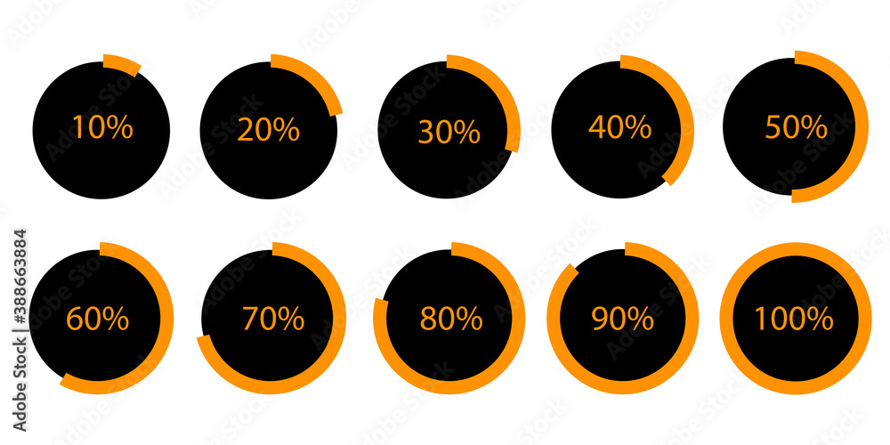Vector set of circular progress bars. Percentage infographic icons ...