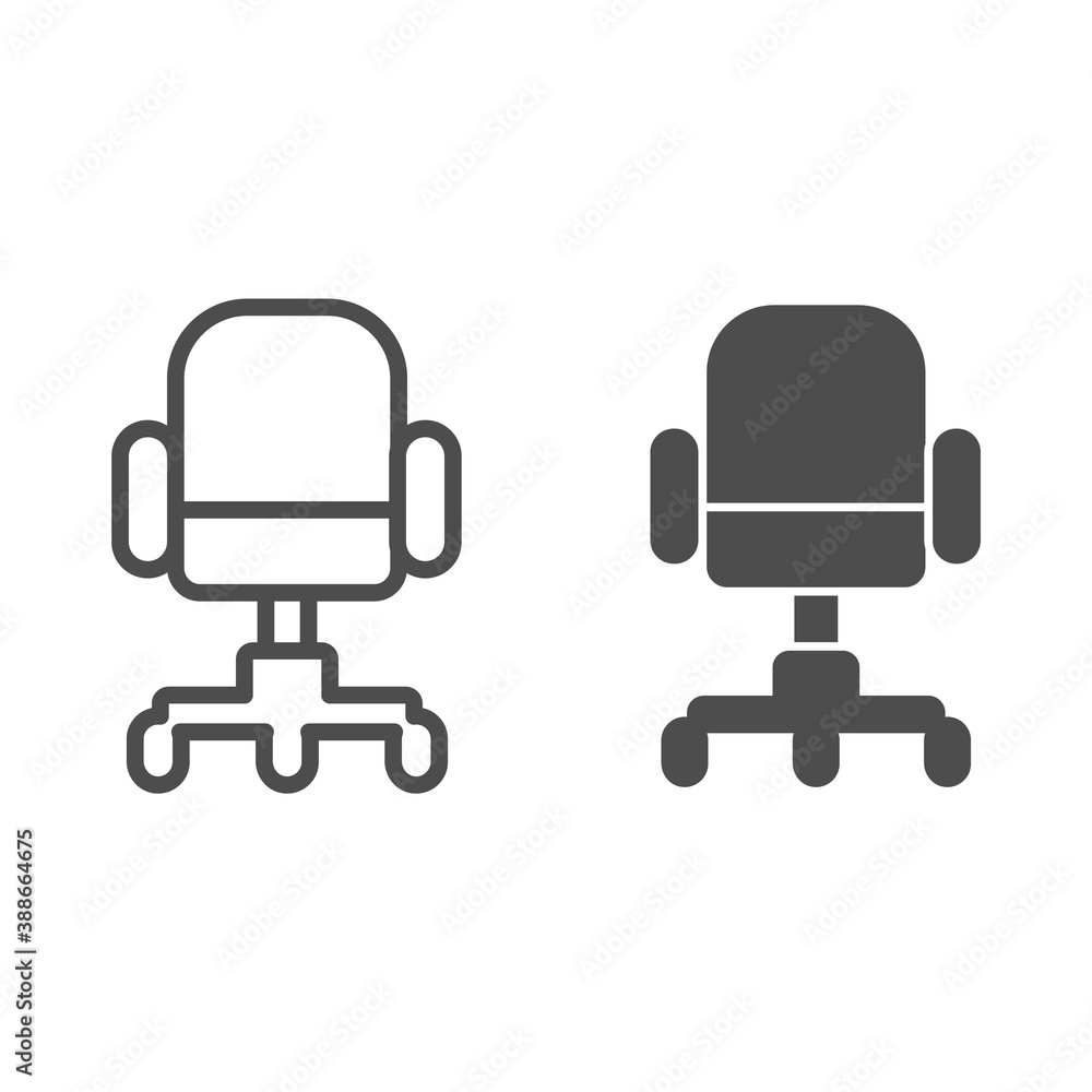 Office chair line and solid icon, Furniture concept, Swivel desk chair ...