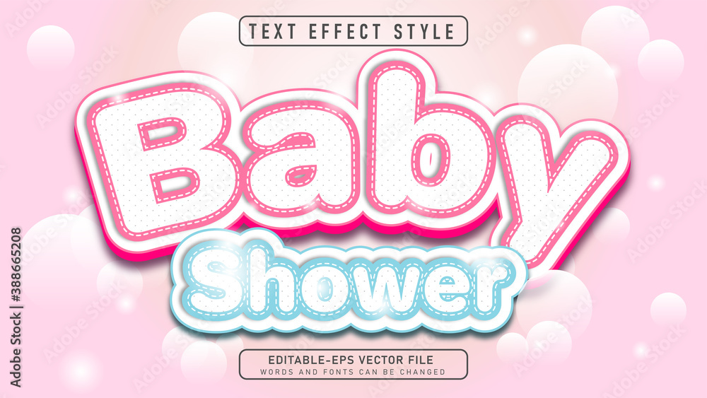 baby shower text effect style, 3d alphabet font fun typography, pink ...