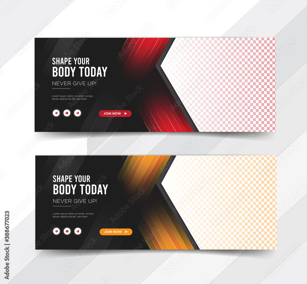 Shape your body today social media cover, web banner templates Stock ...
