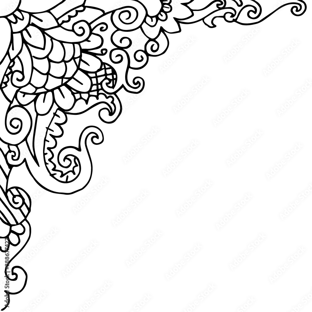 Frame Border floral line art, Vector Illustration. Stock Vector | Adobe ...