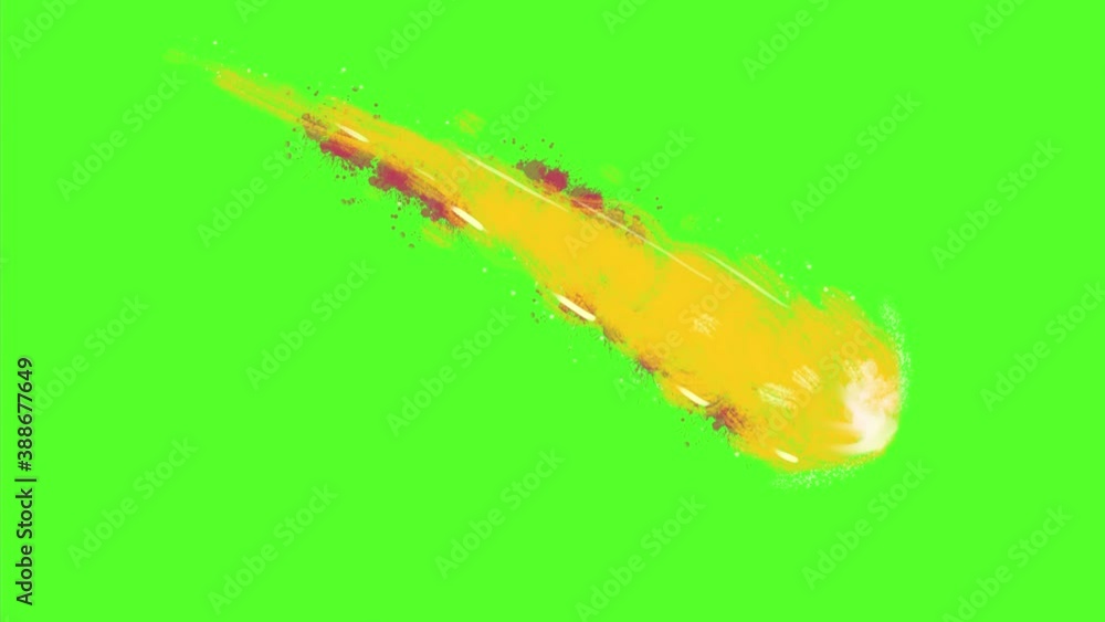 2d Animation motion graphics color drawing of a meteor, meteorite ...