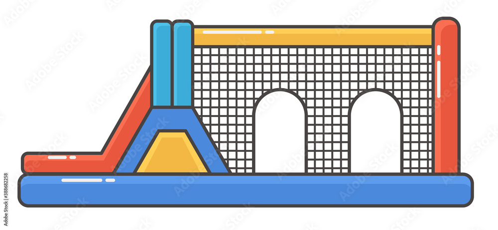 Bouncy inflatable castle. Tower and equipment for child playground ...