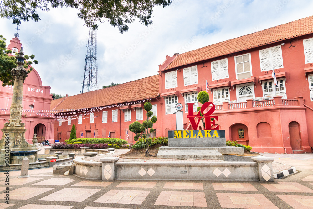Ancient Dutch colonial buildings Christ church and Stadthuys red ...