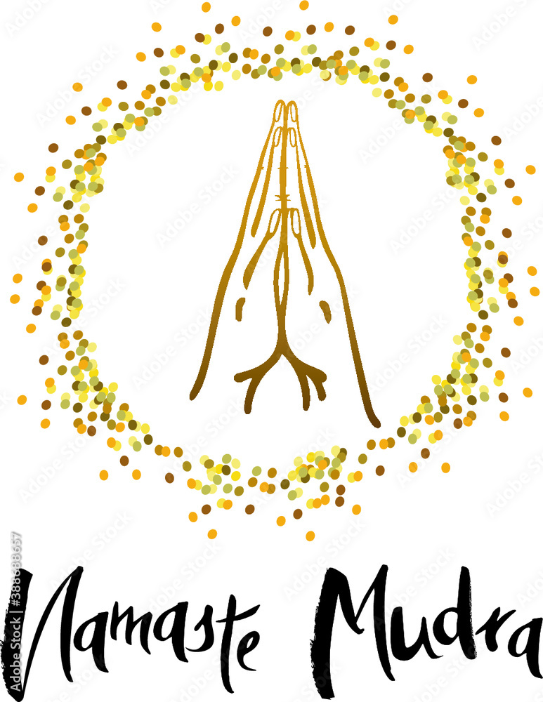 Vector illustration of Namaste mudra for templates, cards, badges, web ...