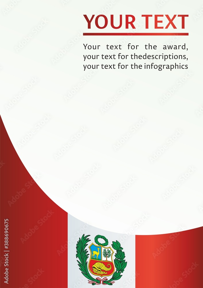 Flag of Peru, Republic of Peru, template for the award, an official ...