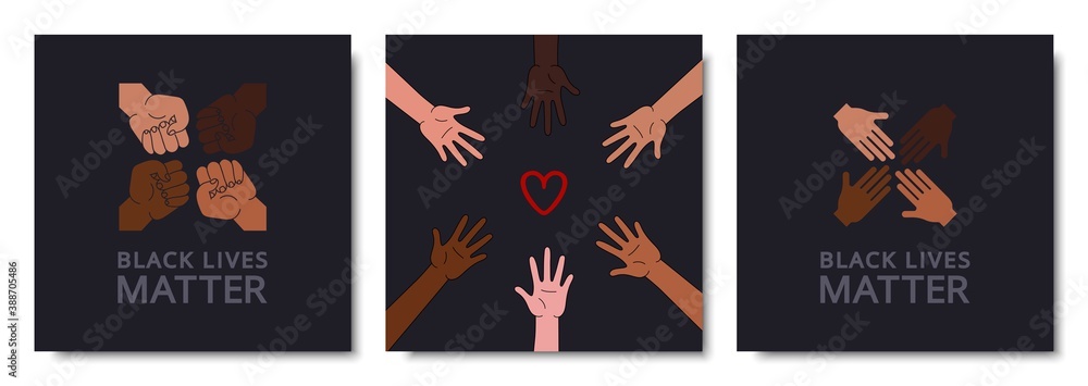 Black lives matter posters set. card collection. blm set. Black and ...