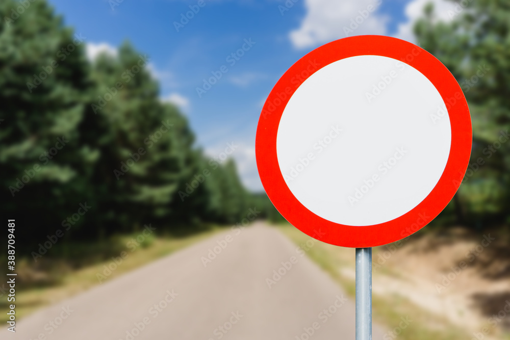 No entry road sign. Private property road with traffic forbidden. Do ...