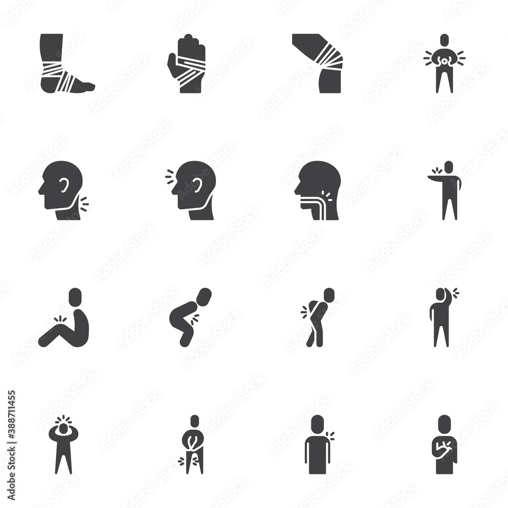 Body Pain Vector Icons Set Human Body Ache Modern Solid Symbol body-pain-vector-icons-set-human-body-ache-modern-solid-symbol