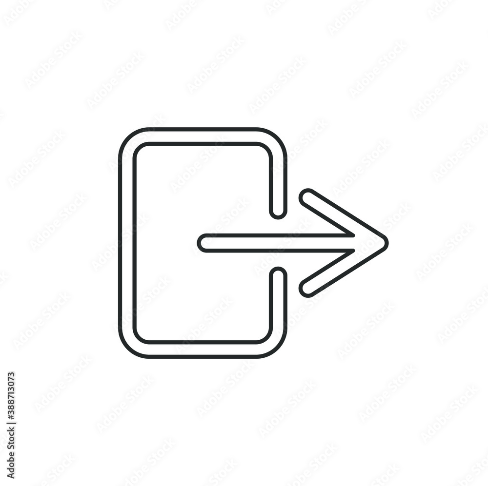 Exit trendy icon button symbol. Logout, sign out door logo sign. Vector ...