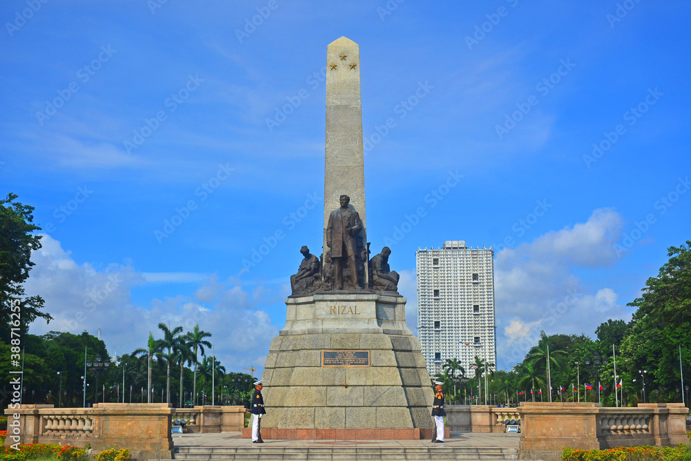 Jose Rizal statue monument at Rizal park in Manila, Philippines Stock ...
