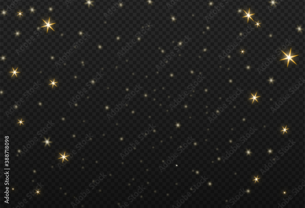 Snow gold glitter particles isolate on png or transparent background ...