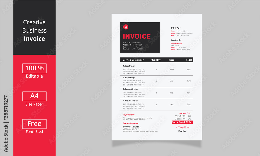 Invoice minimal design template. Bill form business invoice accounting ...