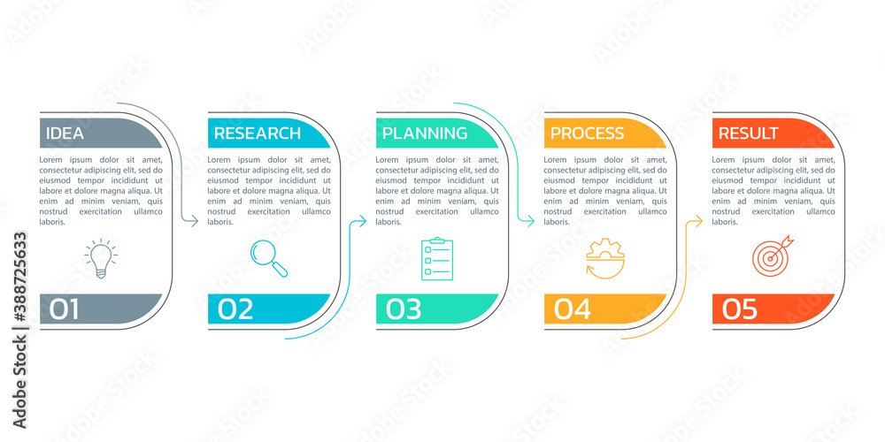 5 step or option infographic elements with business icons and text ...