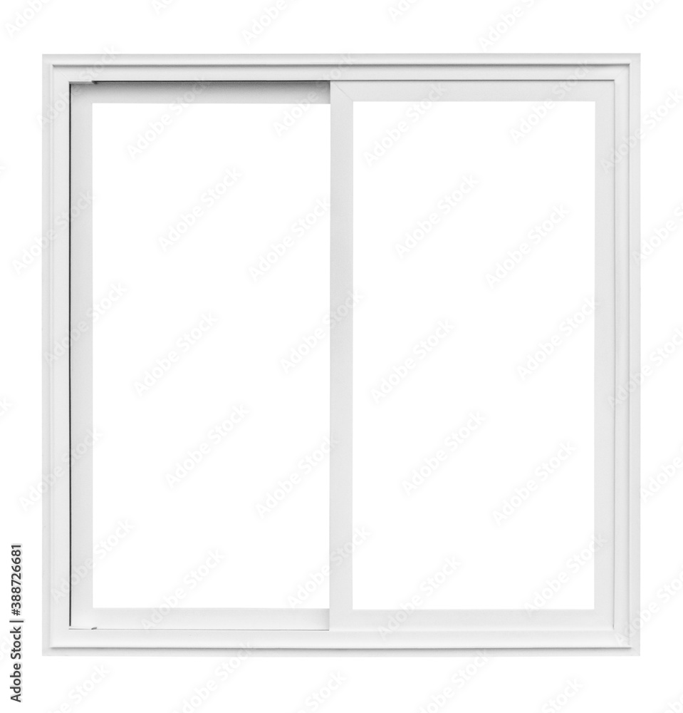 Real modern house window frame isolated on white background with ...