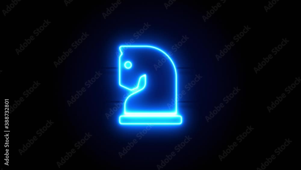 Chess Knight neon sign appear in center and disappear after some time ...