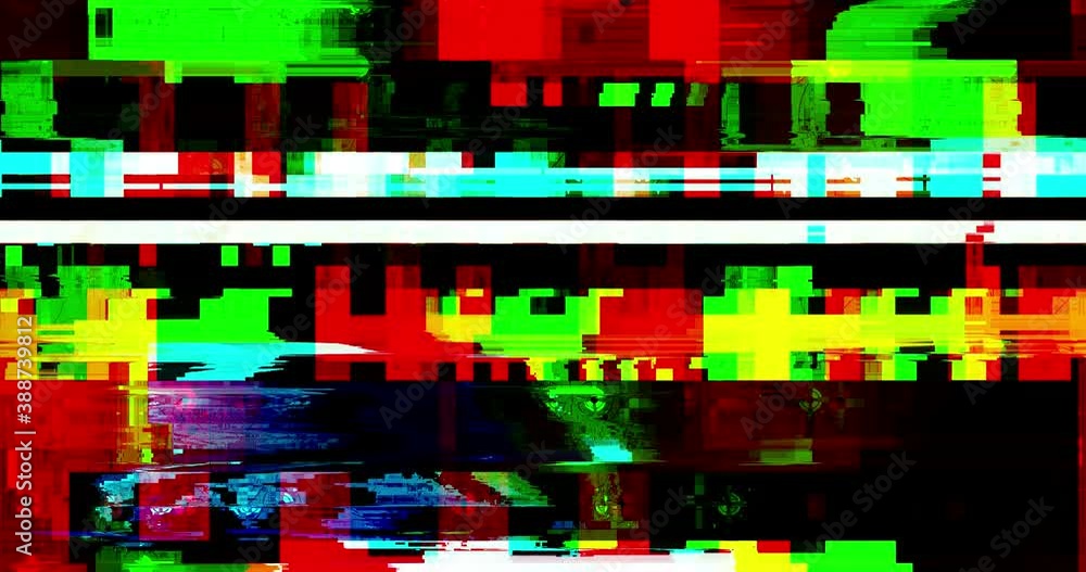 abstract multi color realistic screen glitch flickering, analog vintage ...