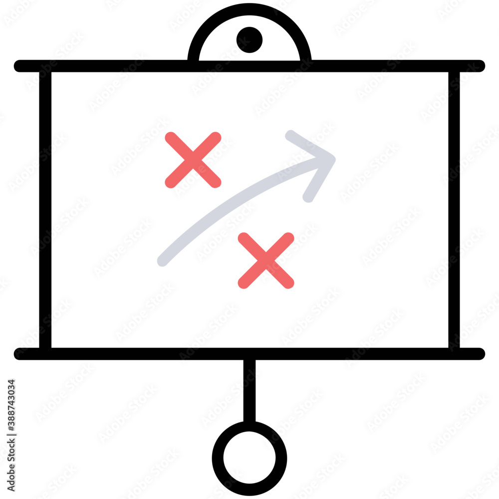 Presentation slide with crosses and arrows are making an icon of seo ...