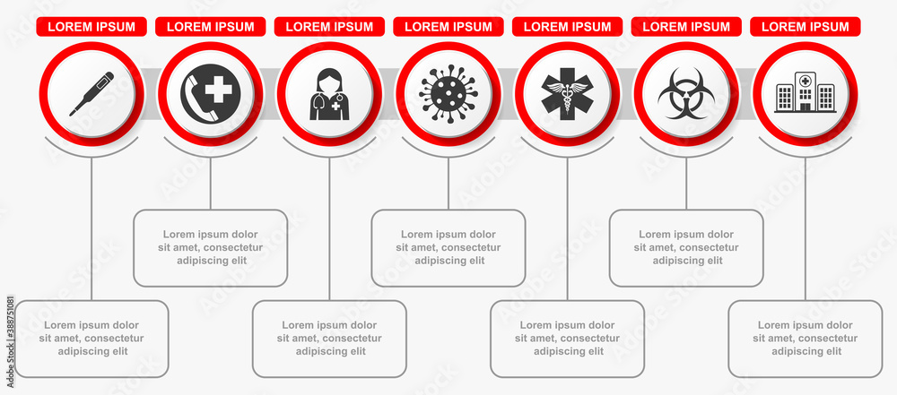 Medical infographic vector template, coronavirus pandemic web ...