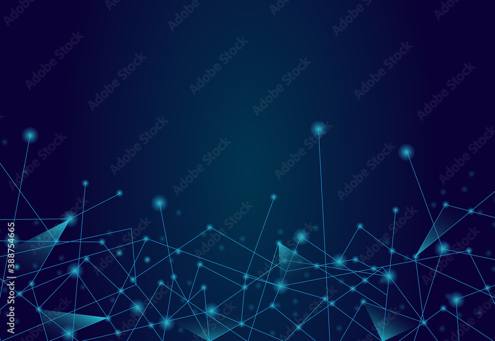 Network abstract connection isolated on blue background. Network ...